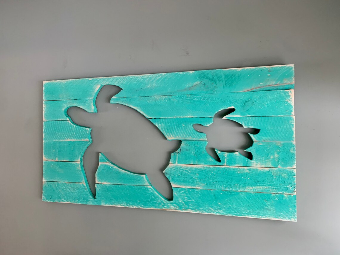 Sea Turtle Silhouette on Reclaimed Pallet Wood Green Turtles - Etsy