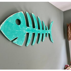 Wooden Fish Skeleton, Wooden Fish Sign,coastal Decor,beach House Decor ...