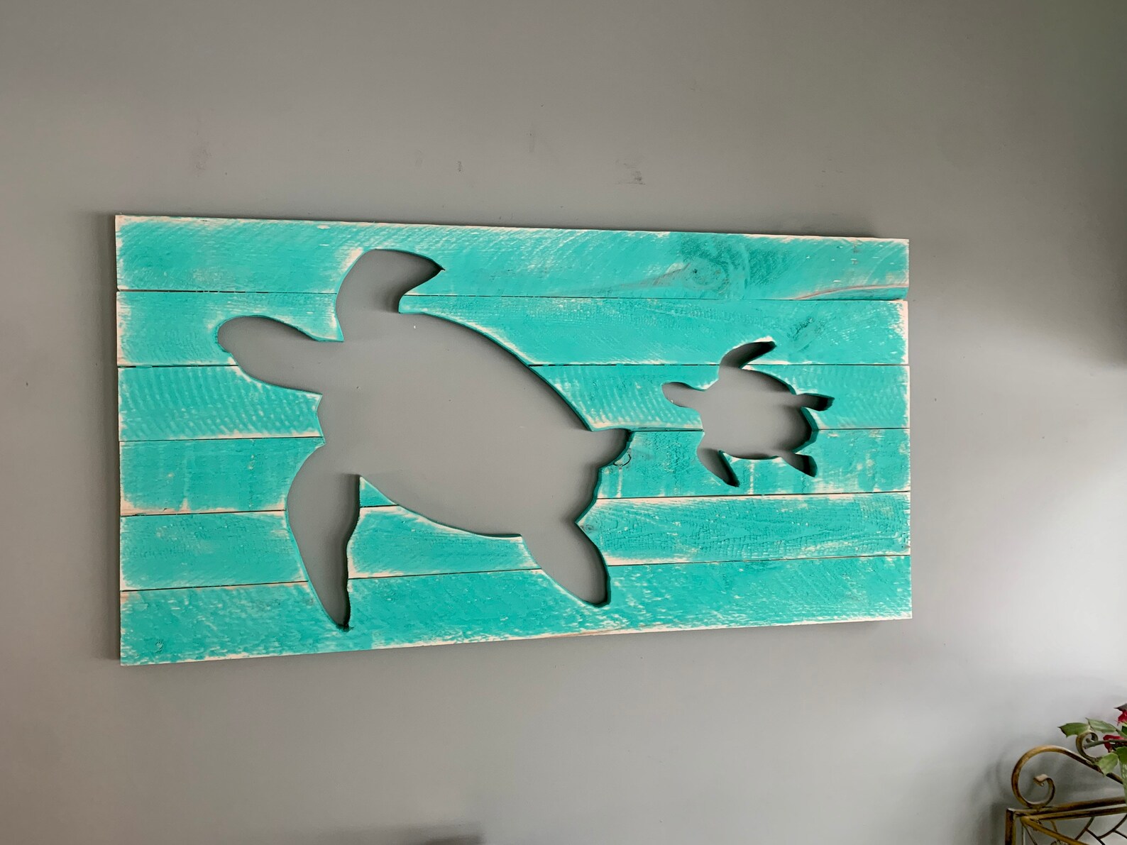 Sea Turtle Silhouette on Reclaimed Pallet Wood Green Turtles - Etsy