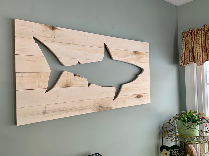 Shark Silhouette on Pine Wood, White Shark, Jaws, Shark Week, - Etsy