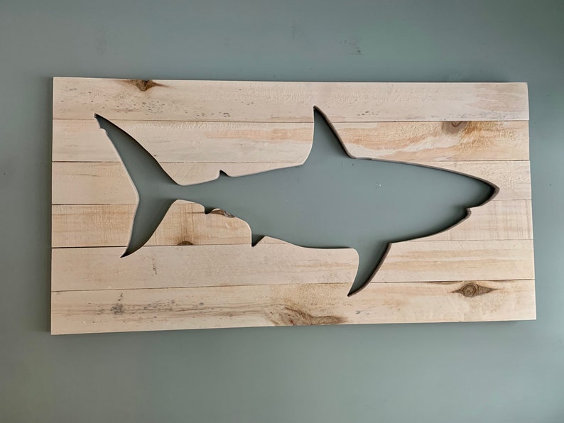 Shark Silhouette on Pine Wood, White Shark, Jaws, Shark Week, - Etsy