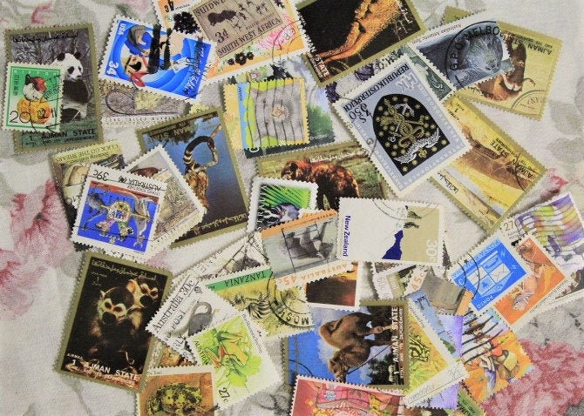 50 Random Animal Stamps - Etsy