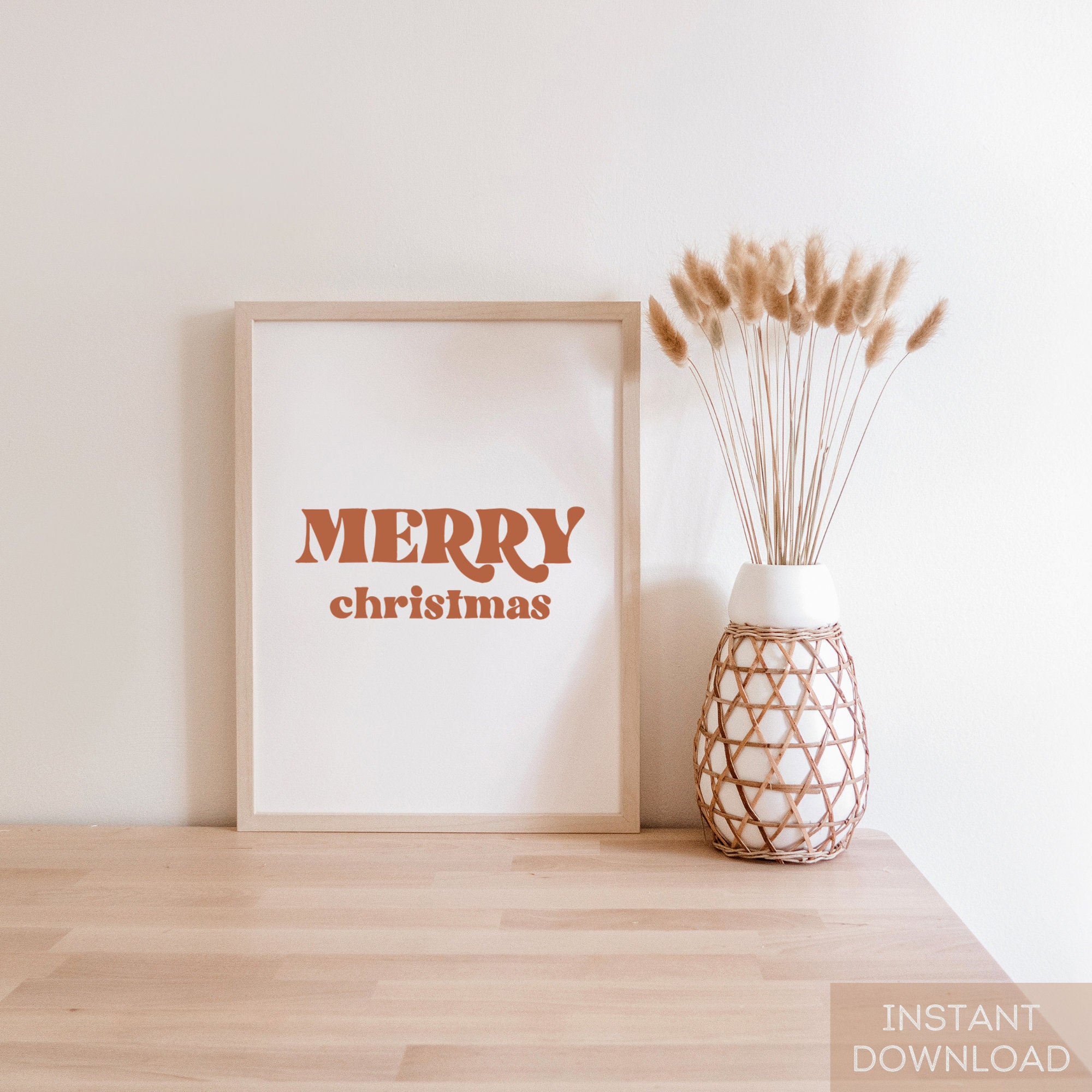 Merry Christmas Art Printable: Boho Christmas Art Print, Winter ...