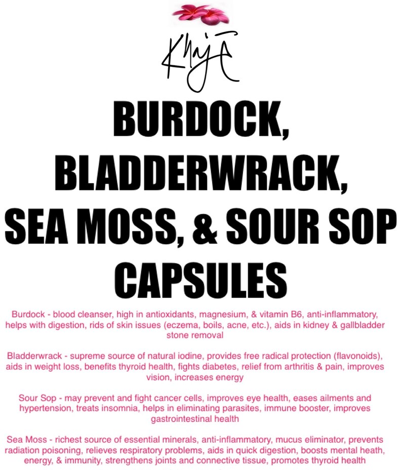 Sea Moss Burdock Bladderwrack Soursop Capsules Irish Moss Capsules - Etsy