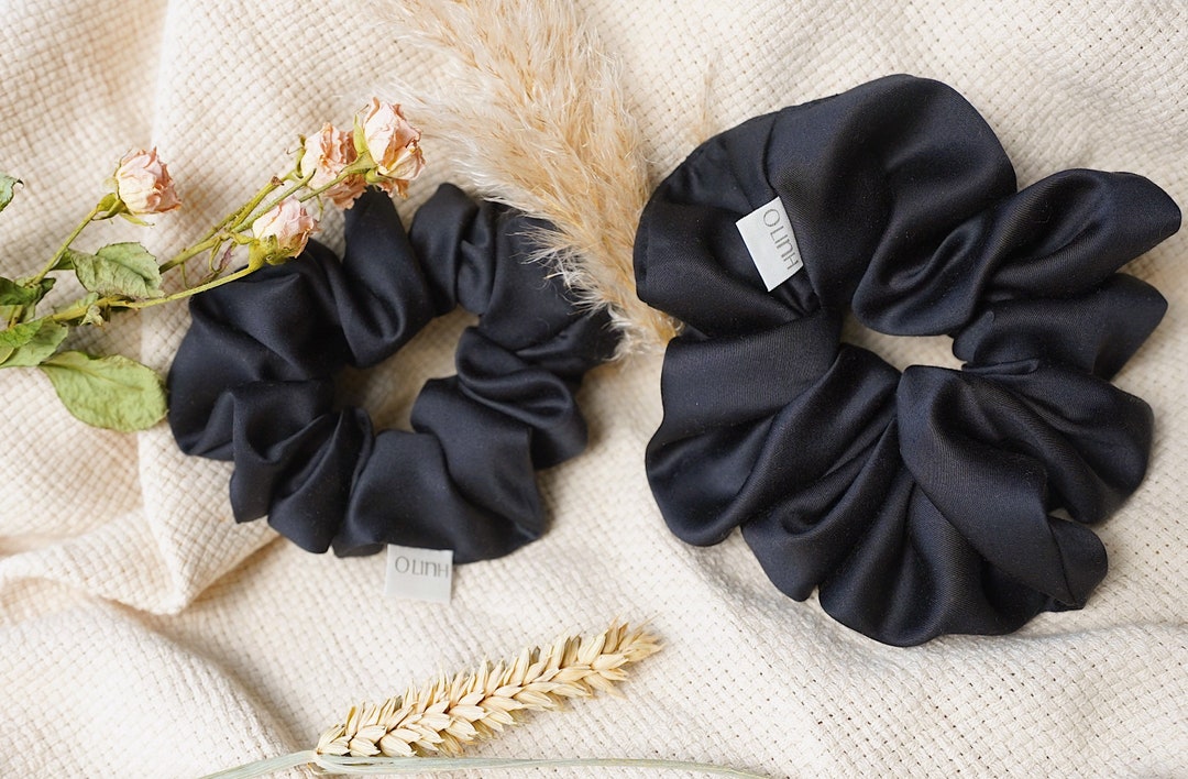 Black Sustainable Scrunchies Made of Tencel 0% Polyester - Etsy New Zealand