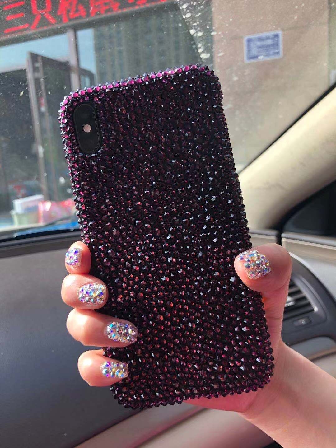 Luxury Purple Crystal Diamond iPhone Case Sparkle Phone Case Handcarft ...