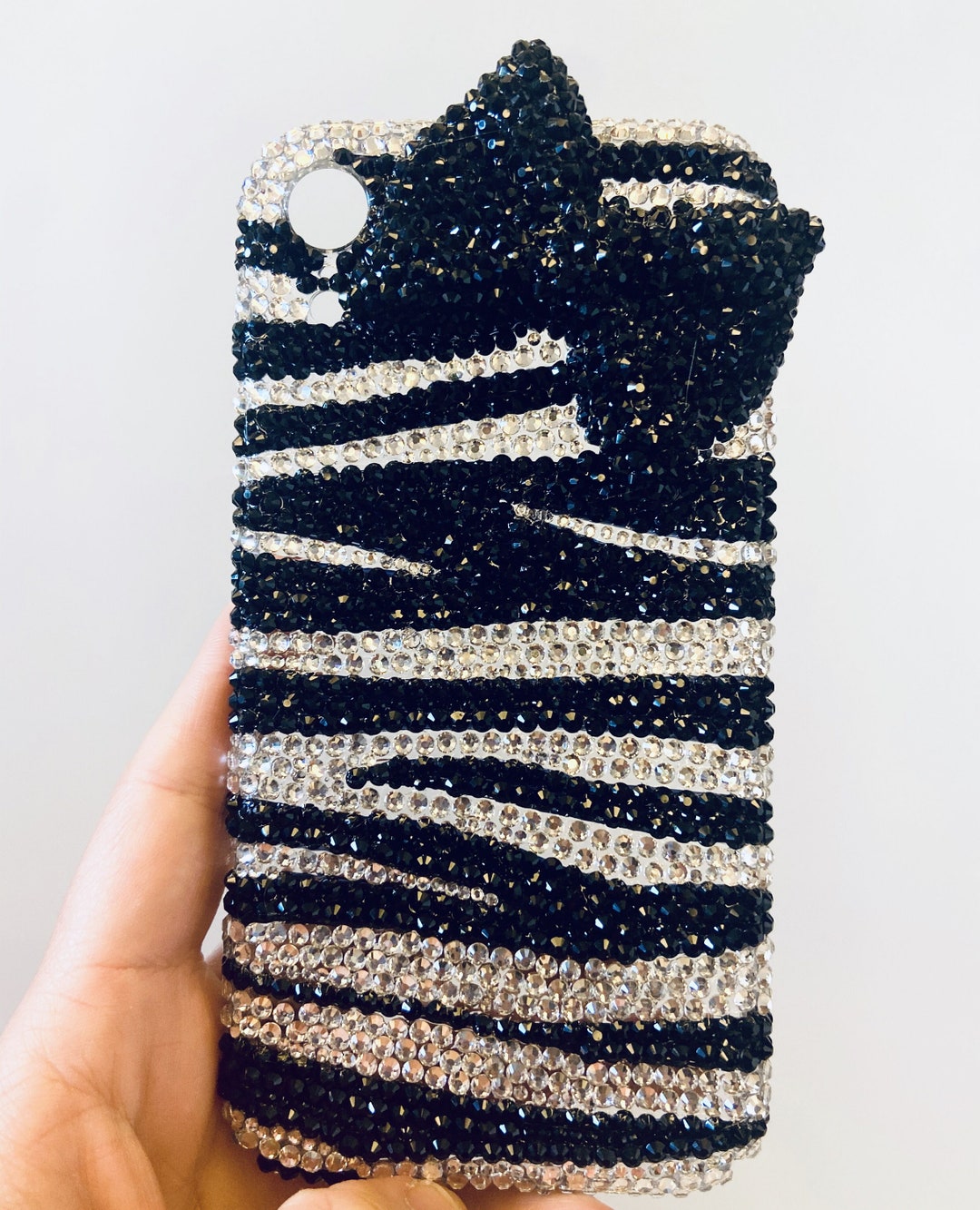 Cute Phone Case Black Ribbon Sparkle Phone Covers Zebra Print Made to ...