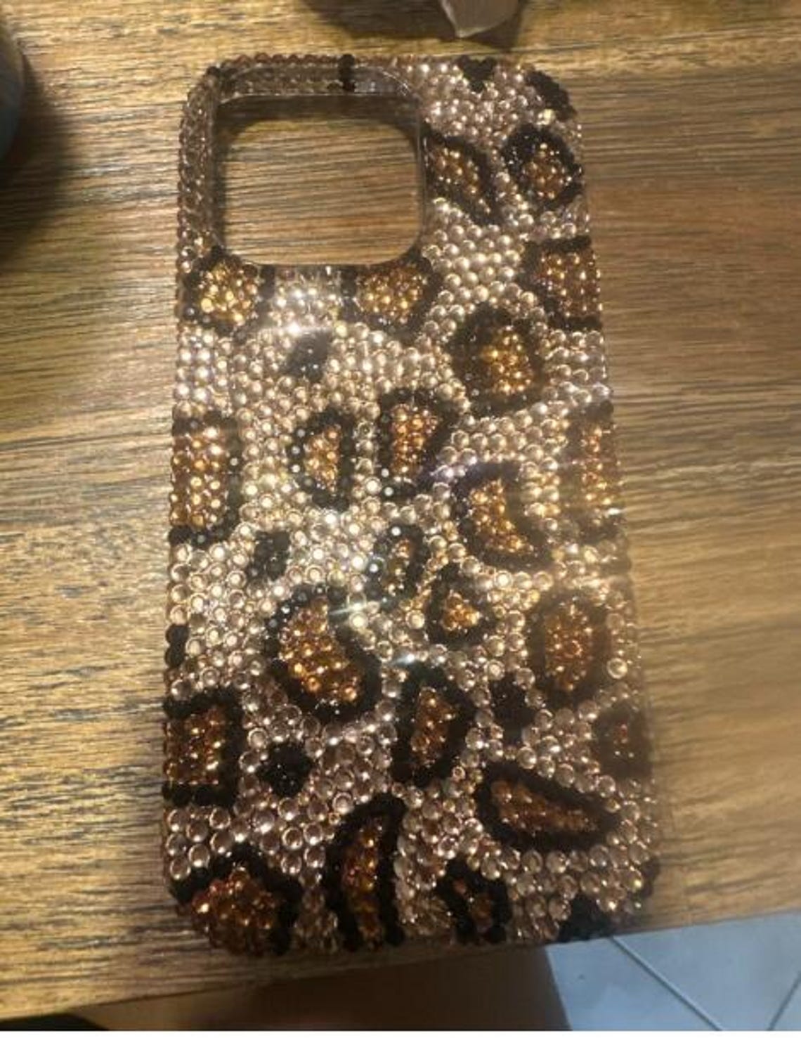 Brown Cheetah Print Crystal Phone Cases Unique Glitter Phone Cover for ...