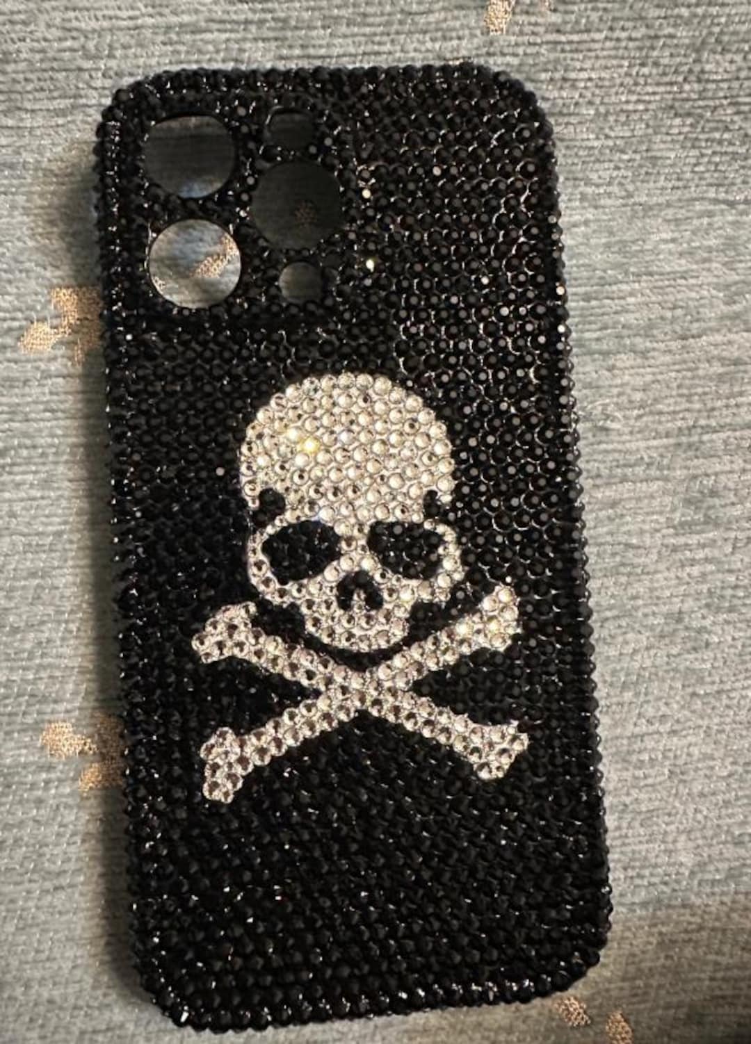 Cute Phone Case Skull Sparkly Crystal Diamond Rhinestone Hard/soft Back ...