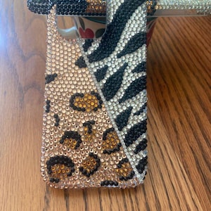 Unique Phone Cases Sparkle Zebra&pink Leopard Combined Rhinestone Phone ...