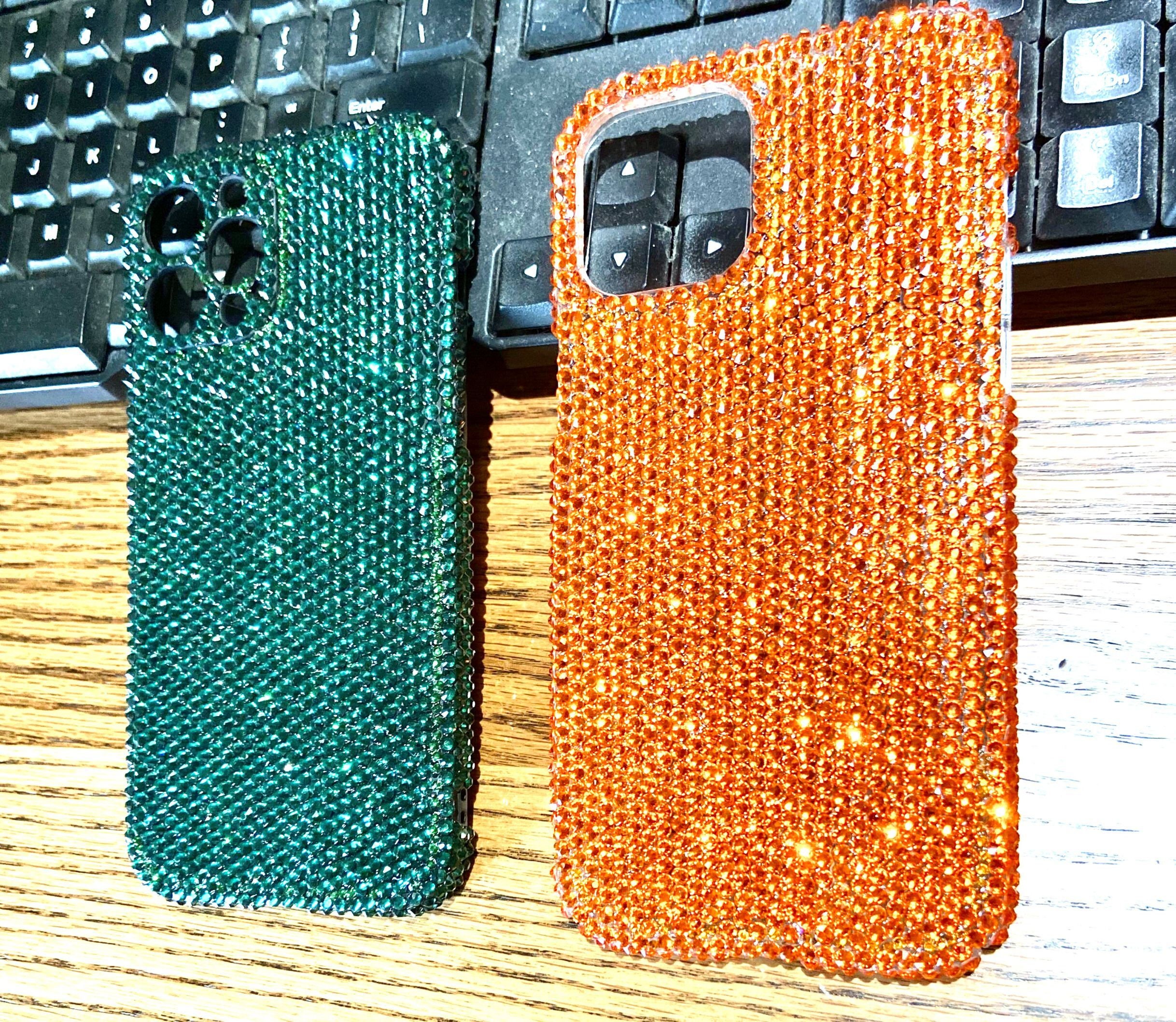 Sparkly Rhinestone Phone Case: Orange/green Luxury Bling - Etsy Canada
