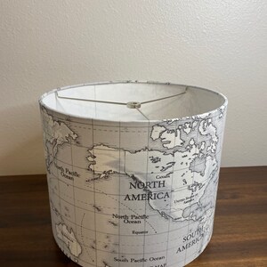 World Map Grey & White Handmade Lampshade - Etsy