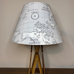 World Map Grey & White Handmade Lampshade - Etsy