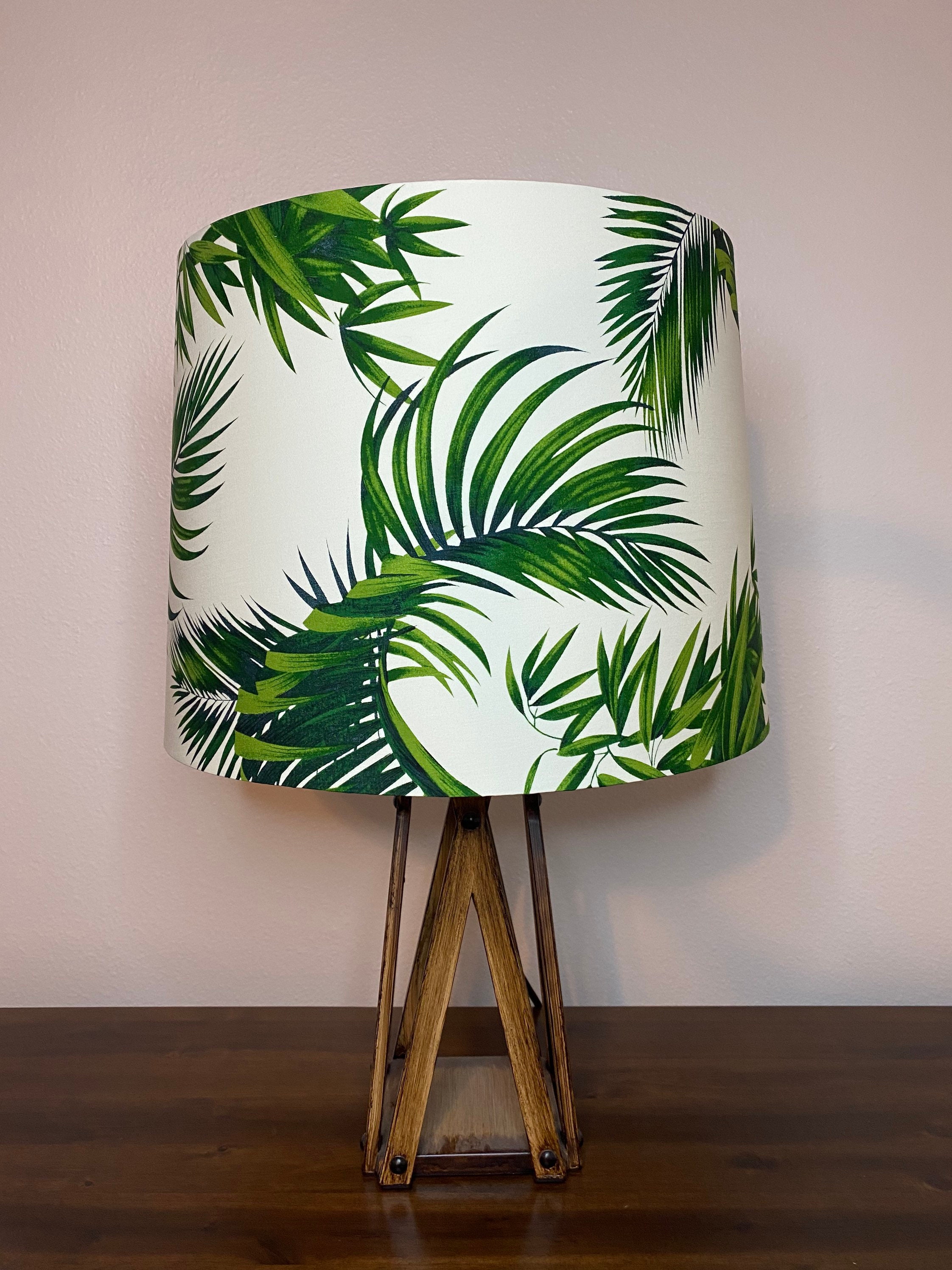 Green & Cream Tropical Palm Trees Leaves Handmade Lampshade | Etsy
