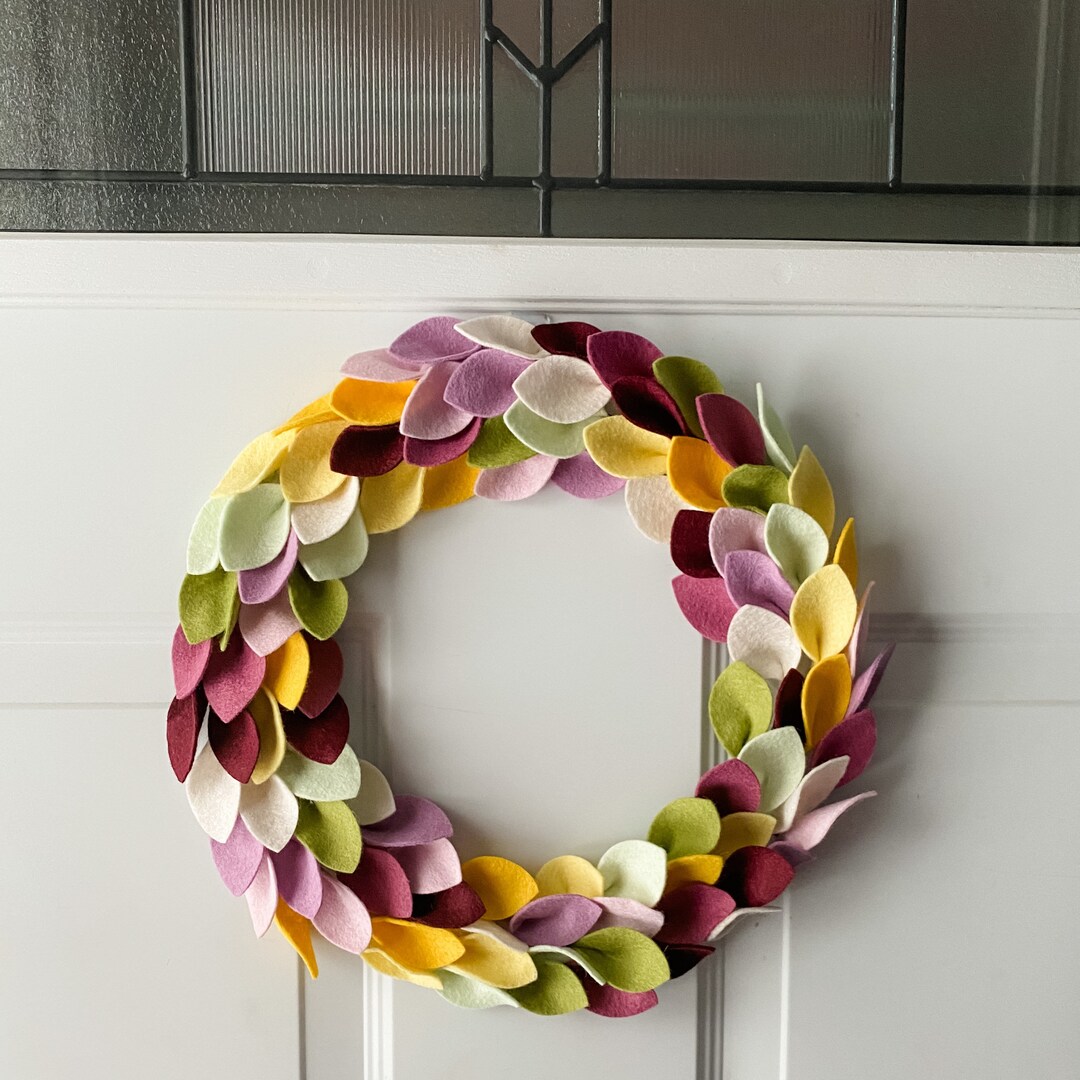 Spring Wreath for Front Door | Easter Felt Wreath | Decorative Wreath ...