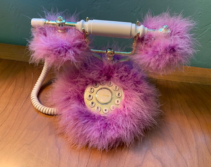 Vintage 1990s Fuzzy Purple Marabou Princess Telephone by Furry Phones ...