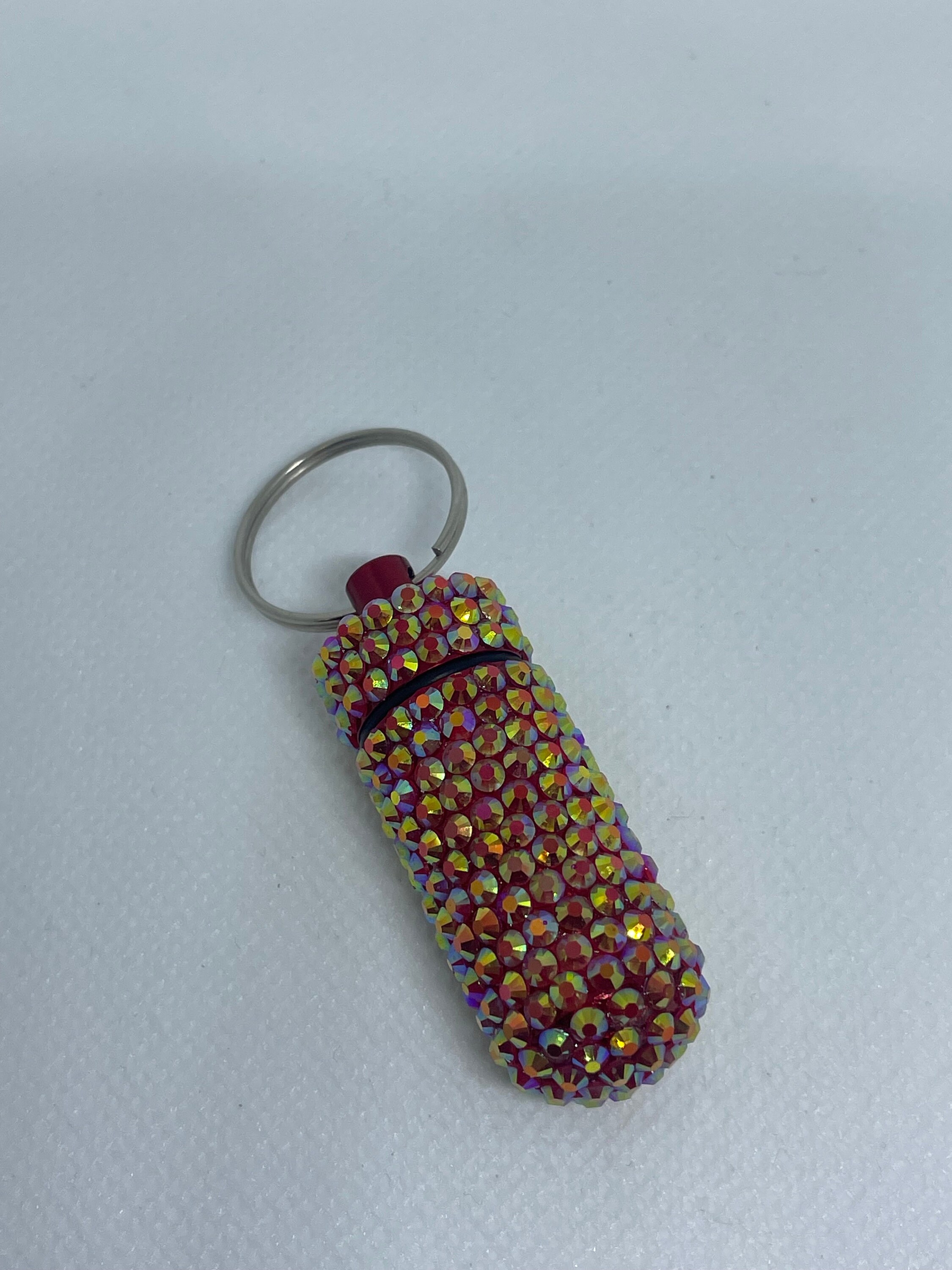 Rhinestone Keychain Pill Container Bedazzled Bling Pill Keychain Travel ...