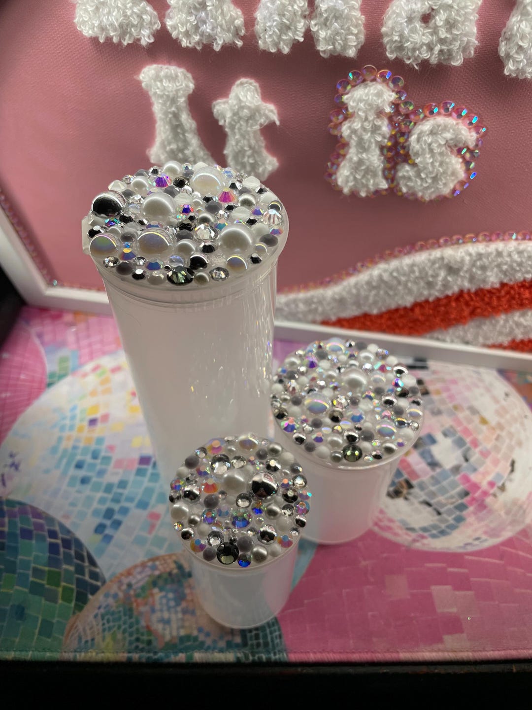 Blinged Smell Proof White Transparent Stash Pop Top Container Bedazzled ...