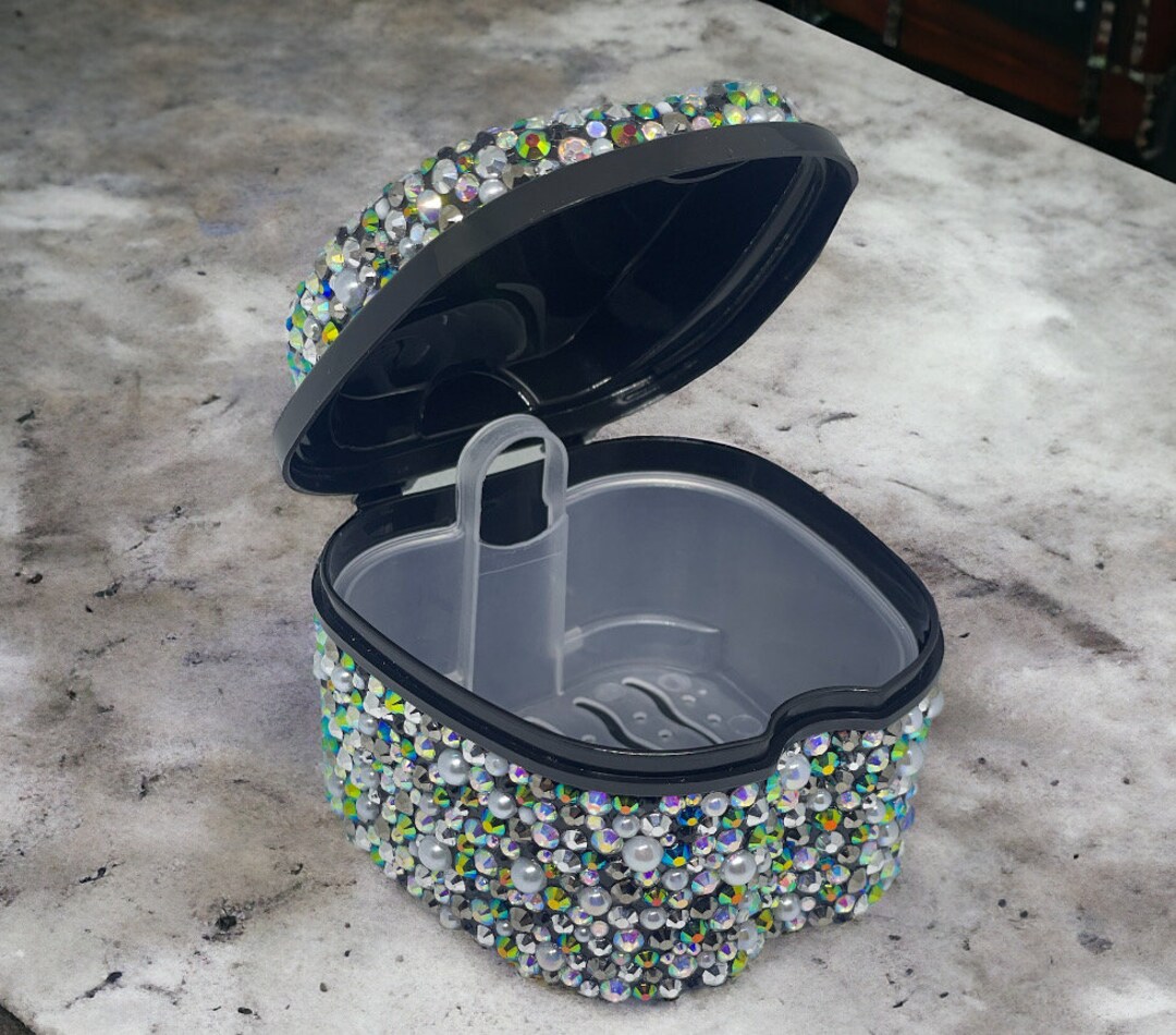 Bedazzled Denture Case Rhinestone Dental Bath Crystallized Denture Box ...