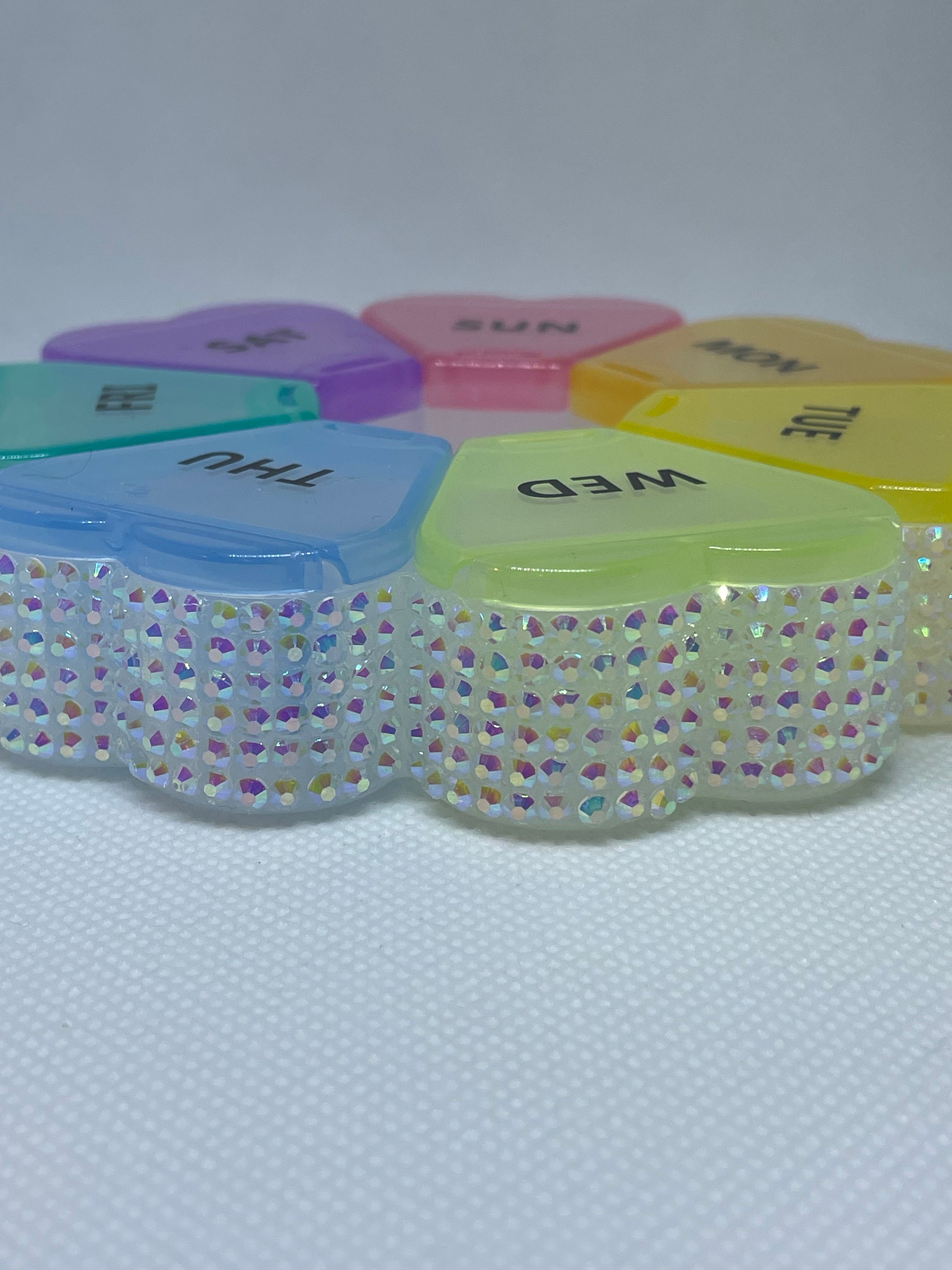 Bling Daily Pill Organizer Rhinestone Weekly Pill Box - Etsy