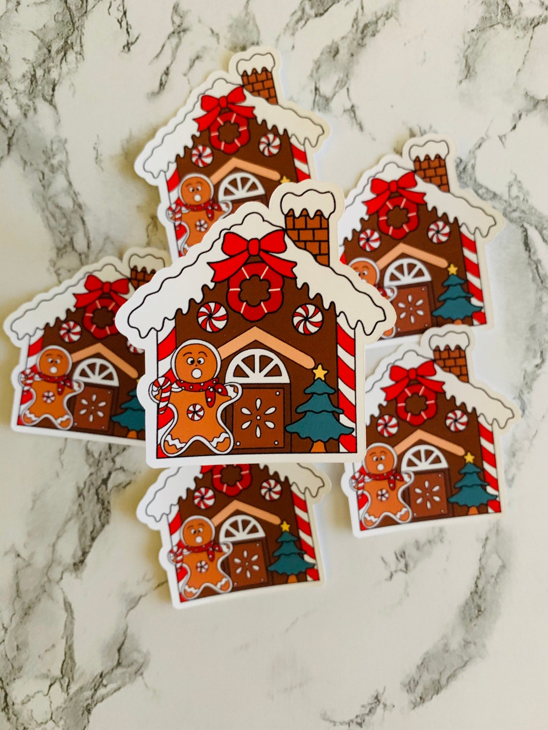 Waterproof Gingerbread House Sticker - Etsy