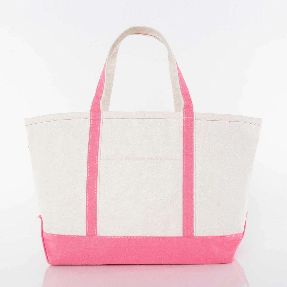 Coral Pink Monogrammed Tote Bag – Personalized Large Canvas Bag With ...