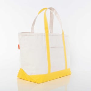 Yellow Monogrammed Canvas Tote Bag: Personalized Beach or Travel Tote ...