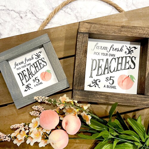 Farm Fresh PEACHES Mini Wood Framed Sign Georgia Peach - Etsy