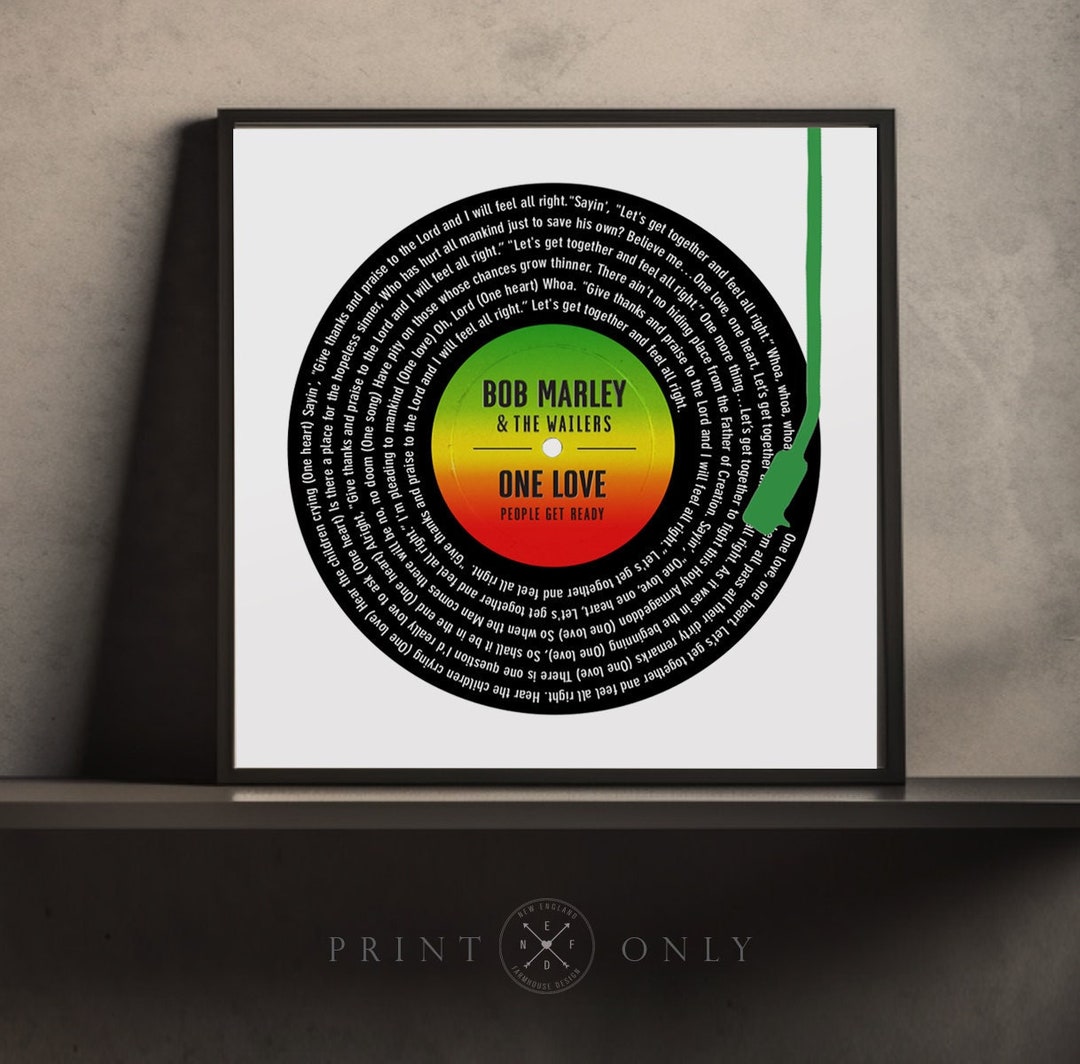 Bob Marley & the Wailers one Love Song Lyrics VINYL Record Art PRINT ...