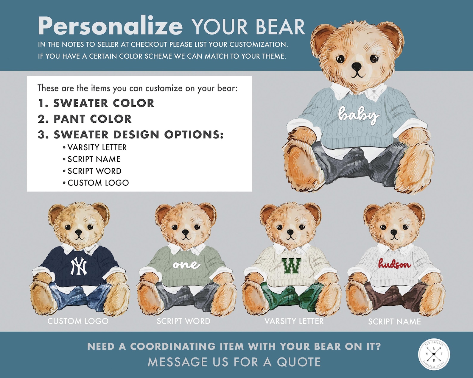 Custom Vintage Bear Welcome Poster | DIGITAL File, Print, Frame or ...