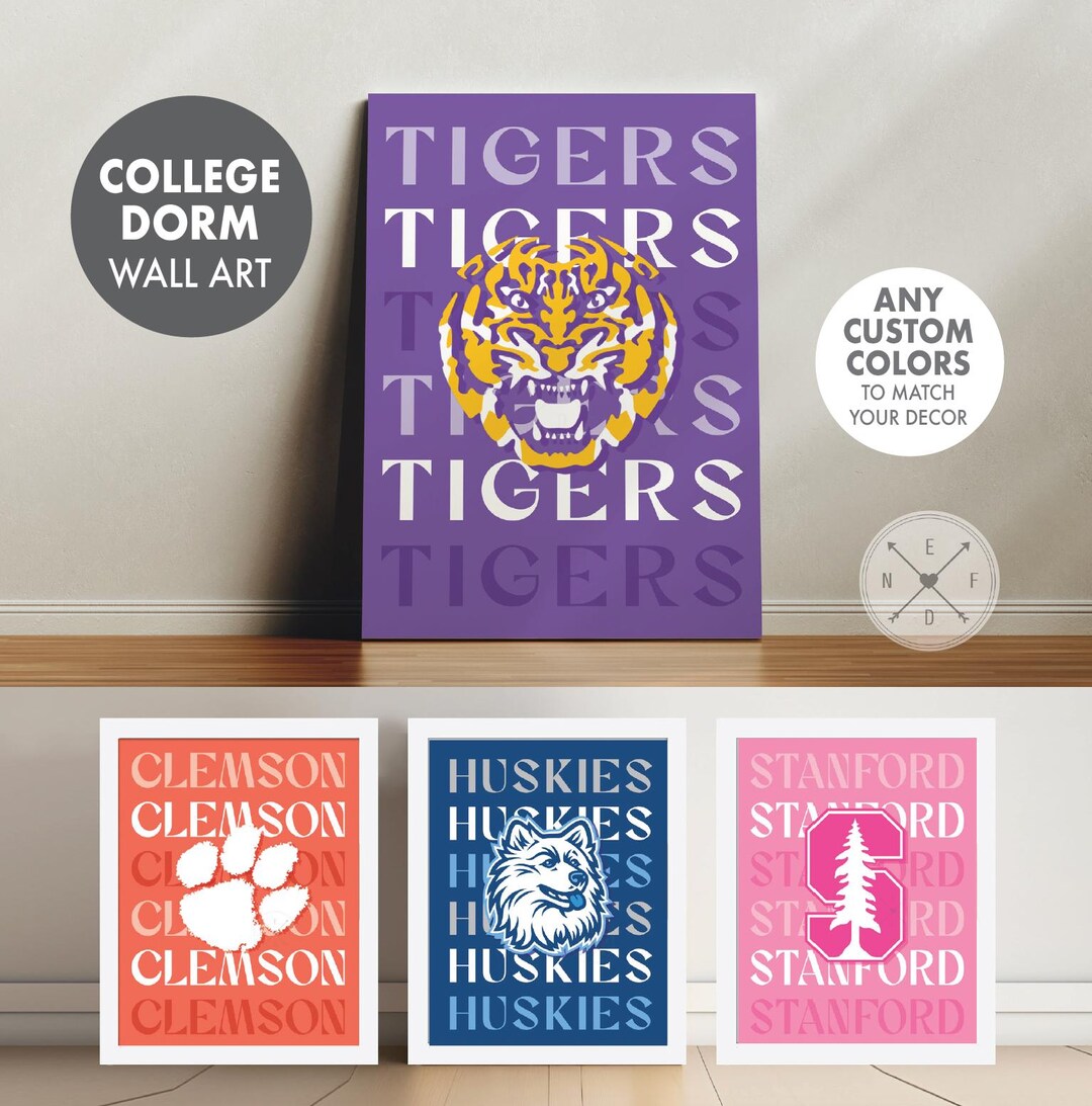 Custom COLLEGE Name and Logo/ Mascot | Framed, Mounted Canvas, Art ...