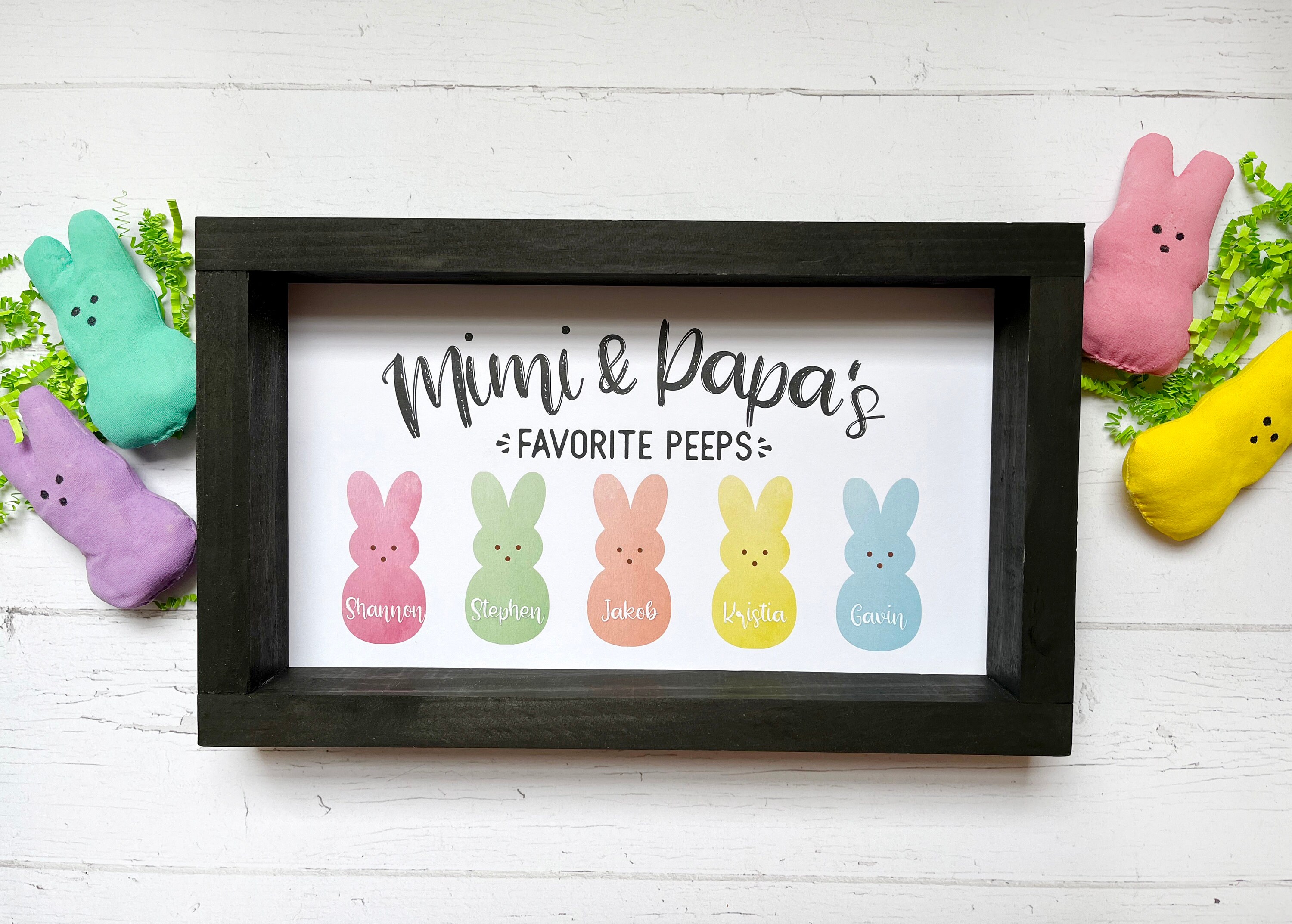 Custom PERSONALIZED PEEPS FAMILY Wood Framed Sign or Mounted - Etsy