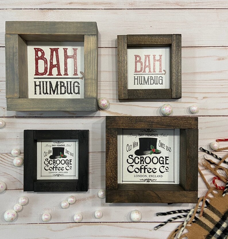 SCROOGE Themed Mini Wood Framed Signs BAH HUMBUG Old Man - Etsy