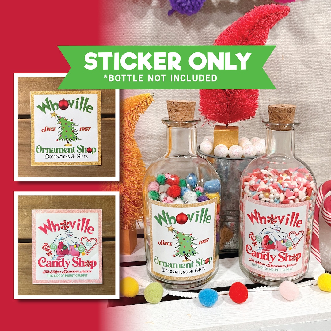 WHOVILLE Ornament & Candy Shop STICKER Label Only | Easy-to-peel ...