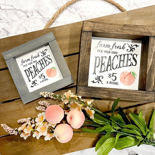 Farm Fresh PEACHES Mini Wood Framed Sign Georgia Peach - Etsy