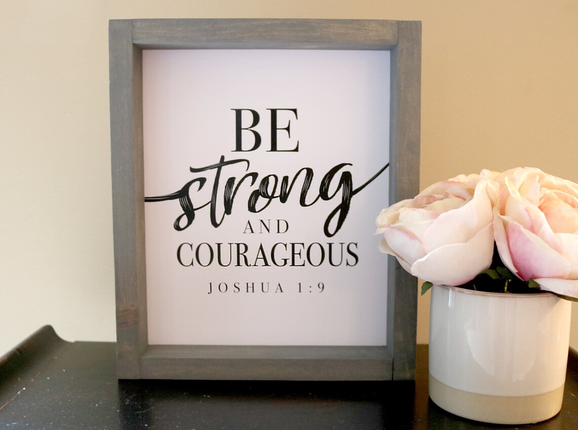 BE STRONG and COURAGEOUS Joshua 1:9 Bible Verse Mini Wood | Etsy