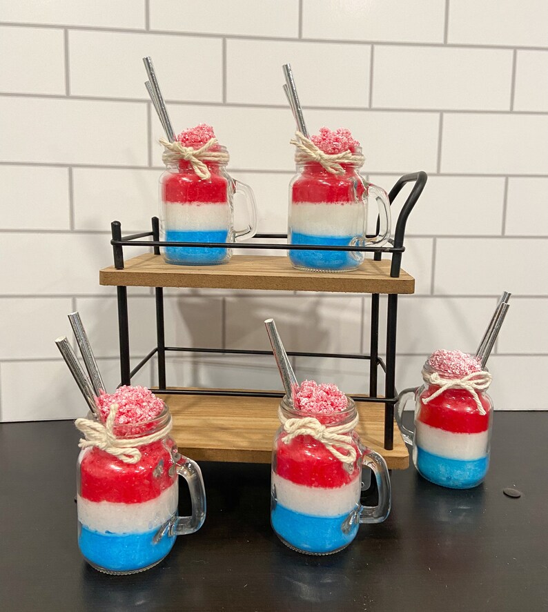 FAUX Red White and Blue SLUSHIE in MINI Glass Mason Jar - Etsy
