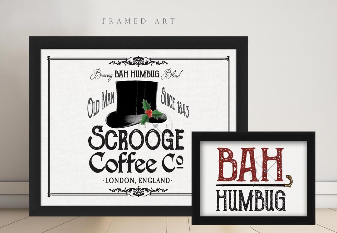 SCROOGE Themed Prints or Framed Signs | BAH HUMBUG | Old Man Scrooge ...