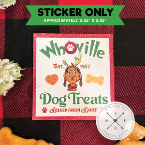 WHOVILLE Dog Treats STICKER Label | Sticker Only | 2 Size Options 2.4 ...