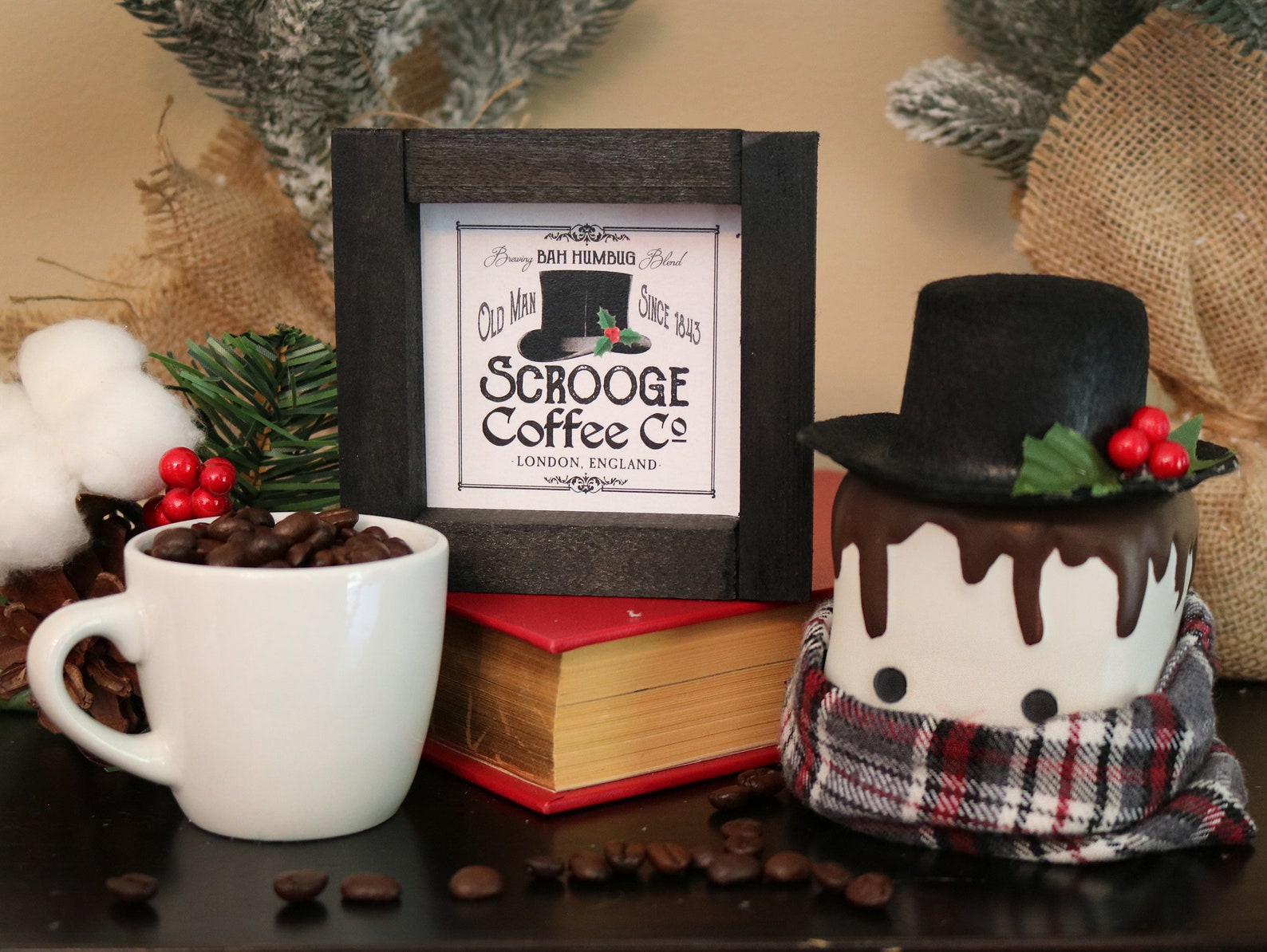SCROOGE Themed Mini Wood Framed Signs BAH HUMBUG Old Man - Etsy