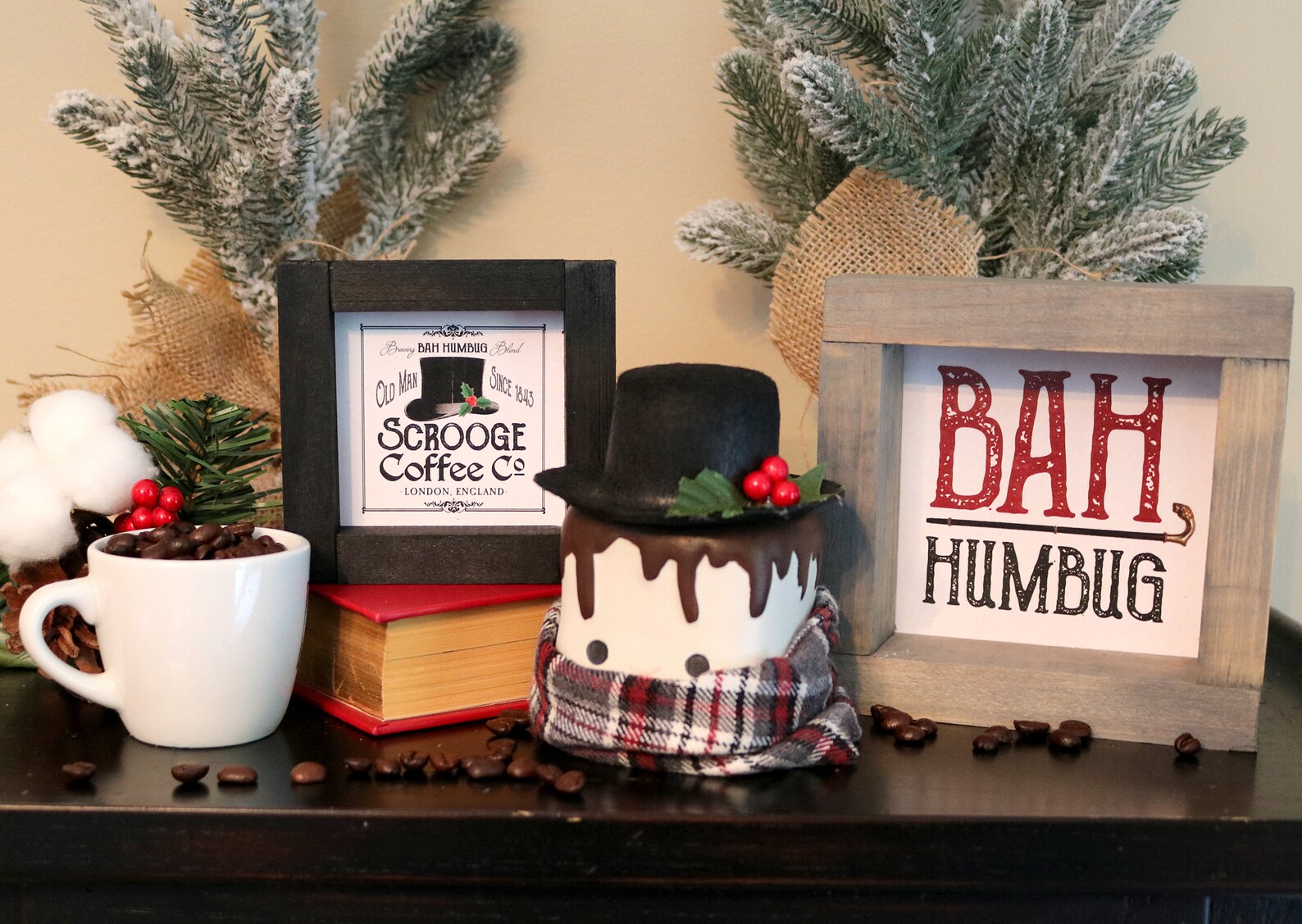 SCROOGE Themed Mini Wood Framed Signs BAH HUMBUG Old Man - Etsy