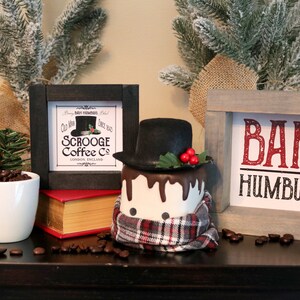 SCROOGE Themed Mini Wood Framed Signs BAH HUMBUG Old Man Scrooge Coffee ...
