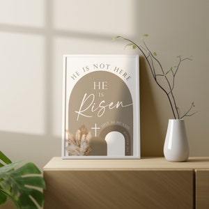 HE is RISEN Boho Wall Art Print, Framed or Wrapped Canvas | Boho Arch ...