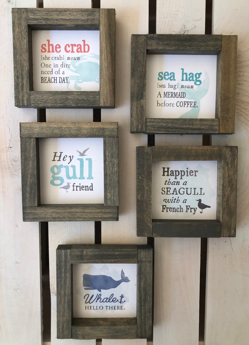 FUN BEACH Themed Mini Wood Framed SIGNS She Crab & Sea Hag | Etsy