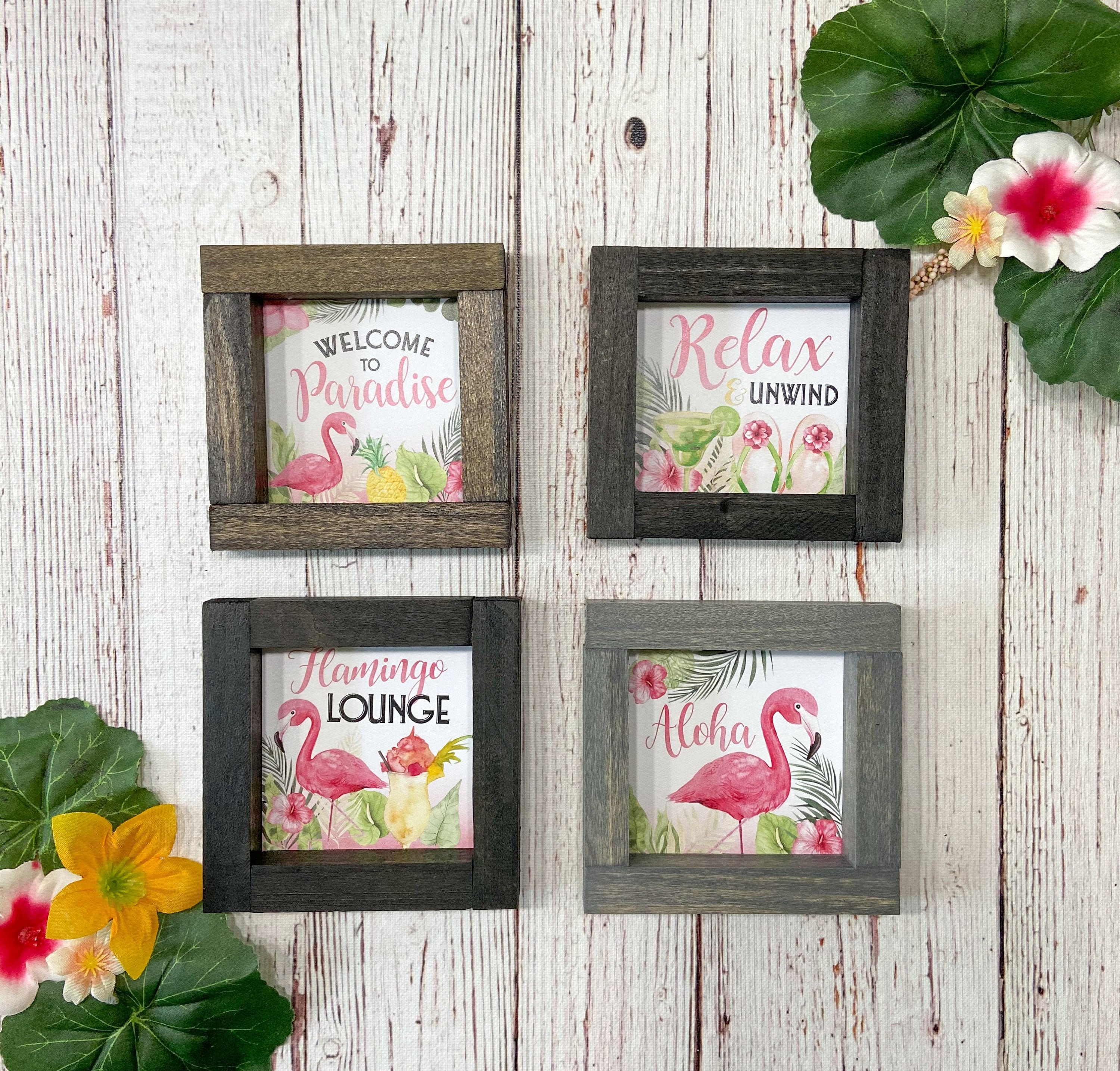 FLAMINGO Themed Mini Wood Framed Signs Welcome to Paradise - Etsy