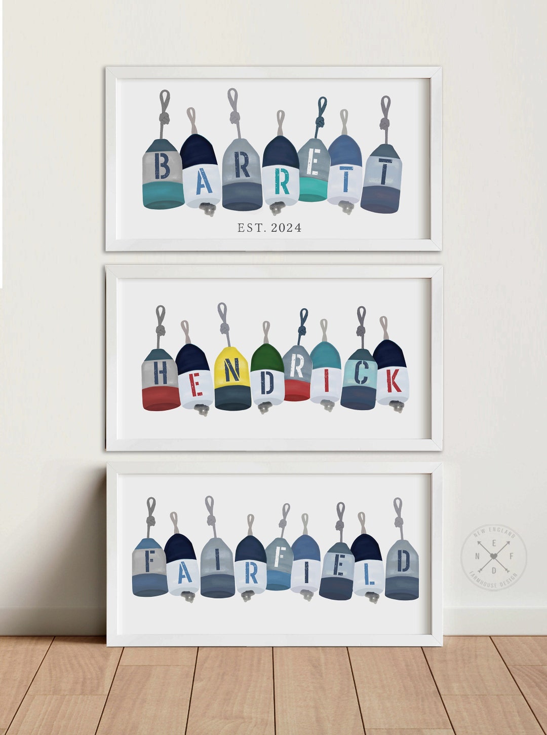 PERSONALIZED Name Colorful BUOY Art | PRINT, Framed, Mounted Canvas or ...