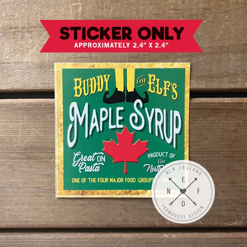 Buddy The Elf Maple Syrup Sticker Label Only Easy To Peel Etsy