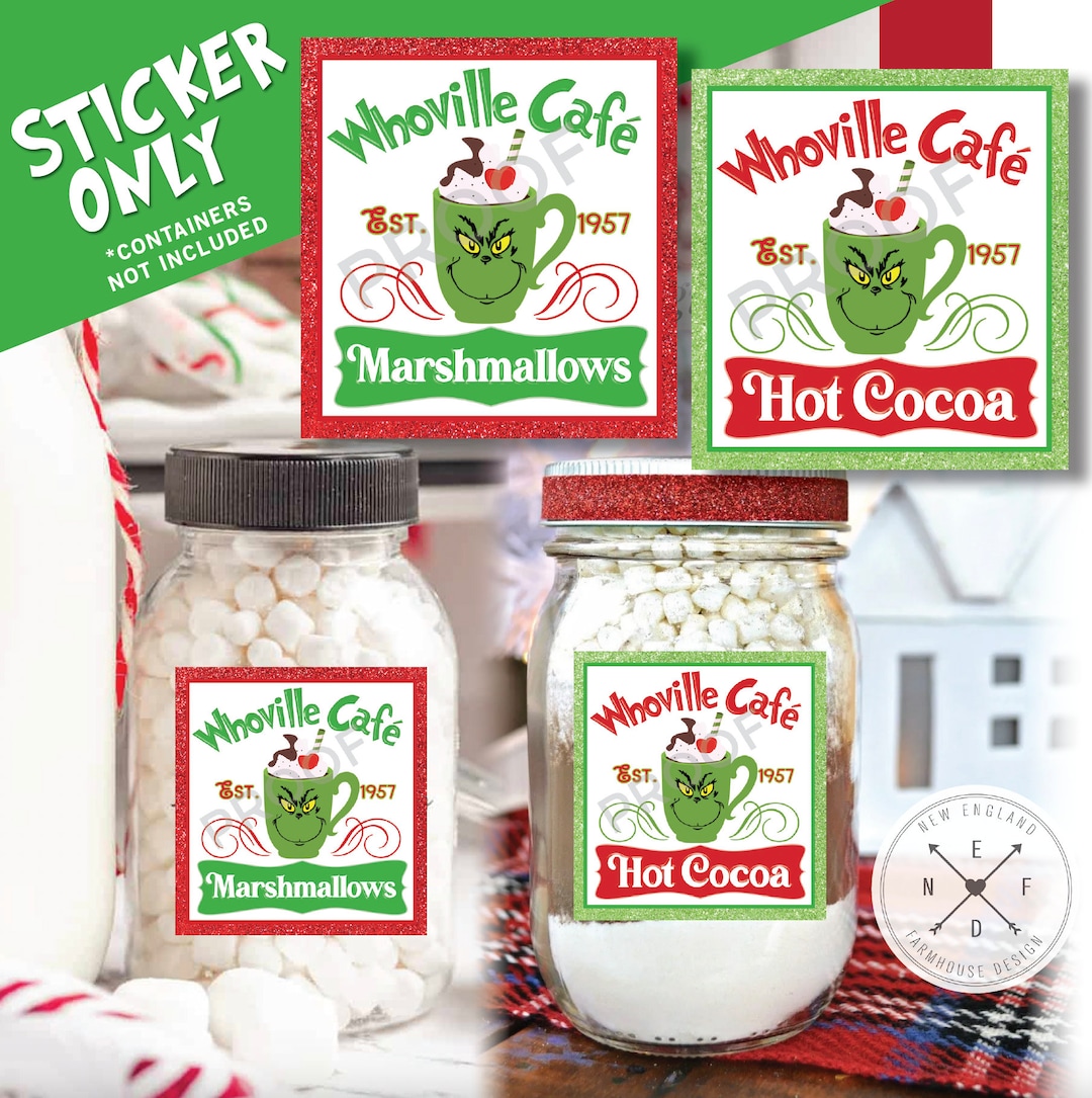 WHOVILLE CAFE Hot Cocoa & Marshmallows STICKER Label Only | Easy-to ...