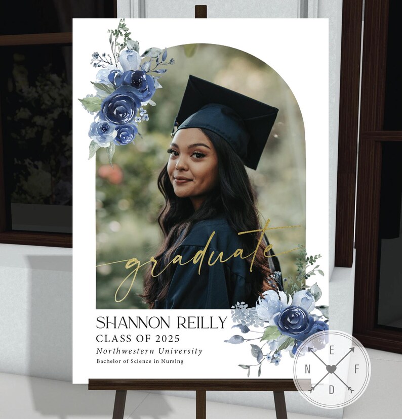 Personalized FLORAL Graduation Poster | Custom DIGITAL File, Print ...