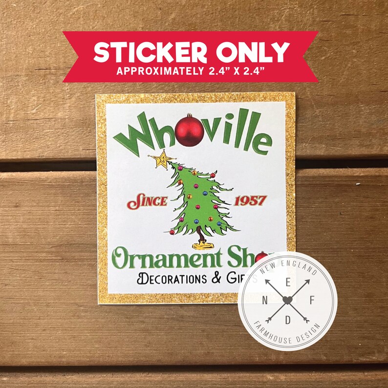 WHOVILLE Ornament & Candy Shop STICKER Label Only | Easy-to-peel ...